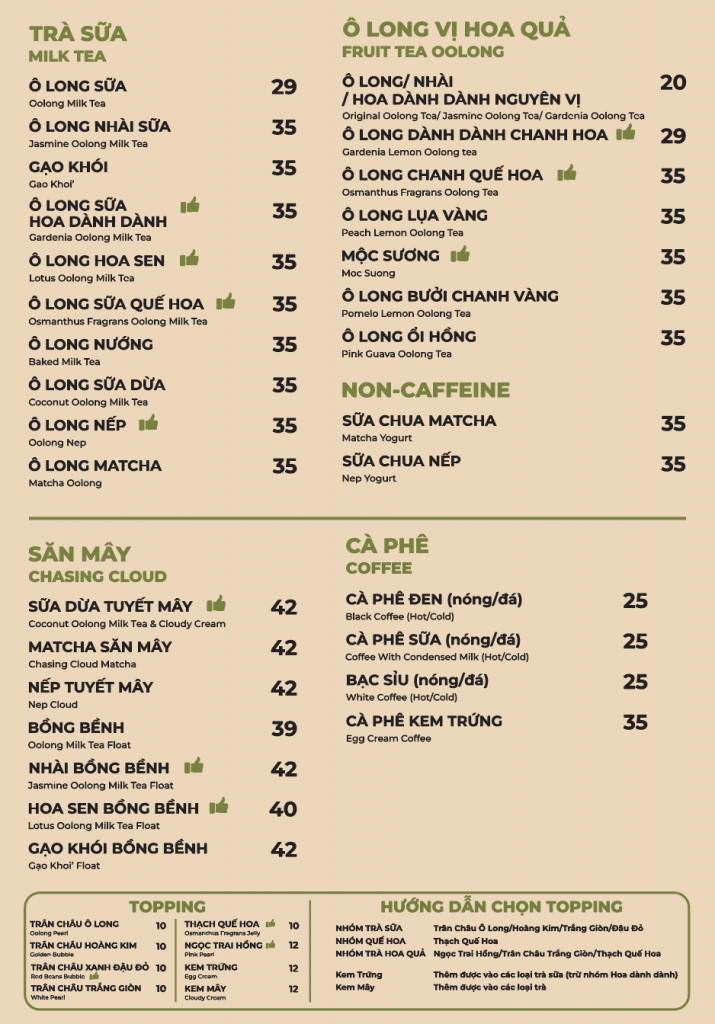 Menu – Trà ô long làng La Boong