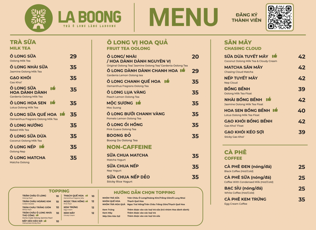 Menu – Trà ô long làng La Boong