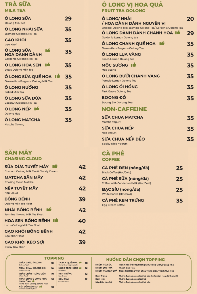 Menu – Trà ô long làng La Boong