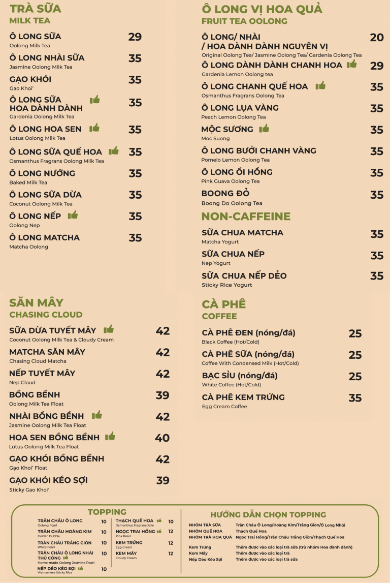 Menu – Trà ô long làng La Boong